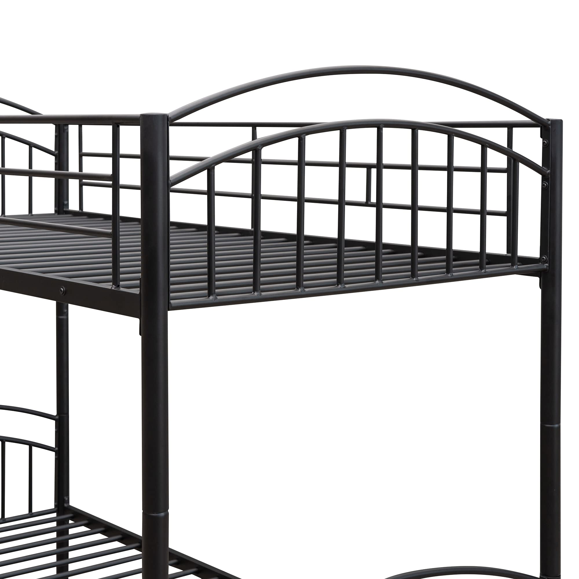 Metal Bunk Bed Frame for Kids, Twin Over Twin with headboard and Footboard (Black)