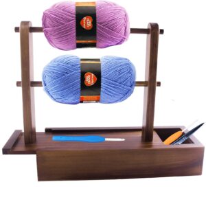 viredelo yarn holder dispenser for crocheting,crochet yarn holder with storage box,twizzter portable yarn holder,yarn holder for crocheting,handmade wood yarn dispenser,yarn ball holder,walnut