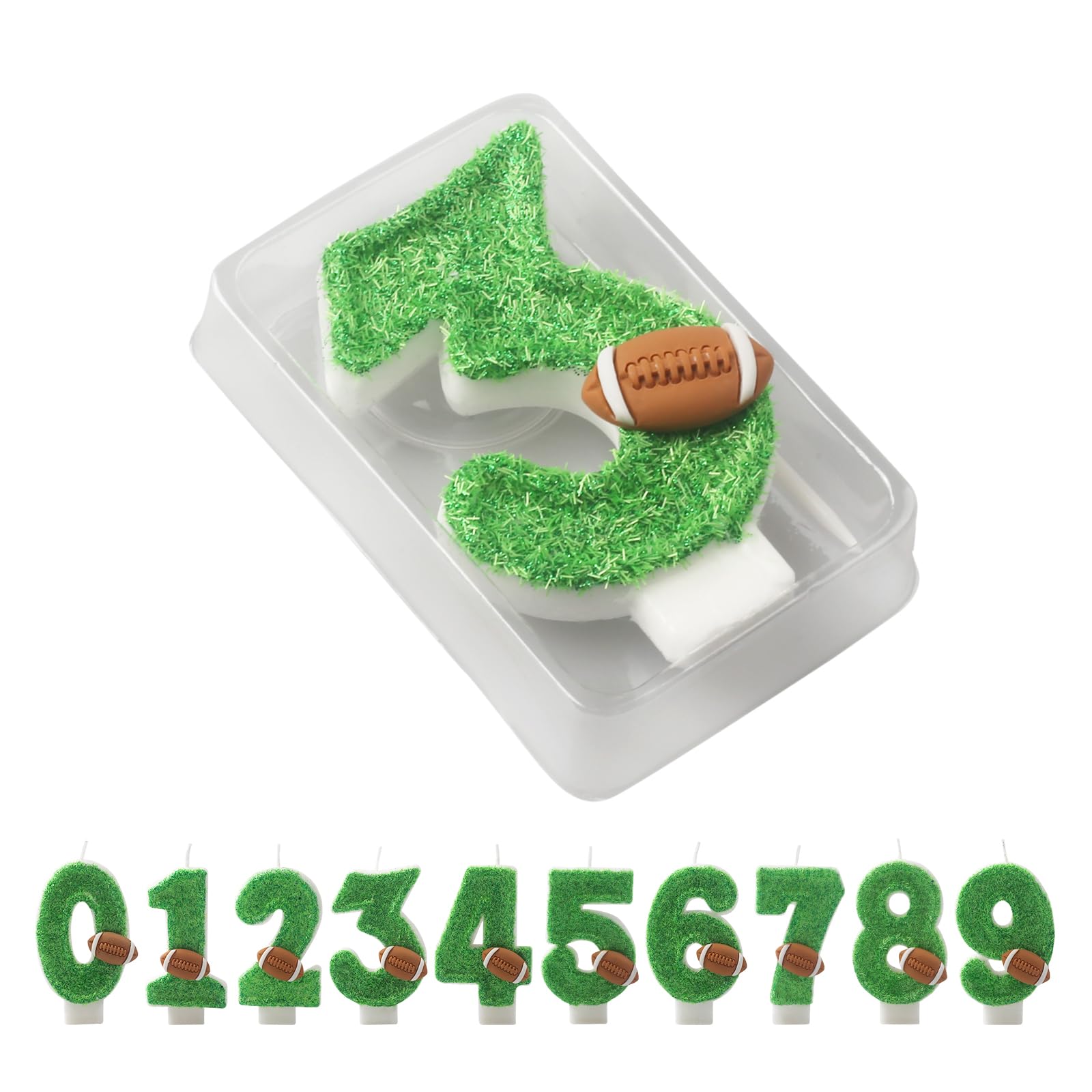 Birthday Number 1 Candles,1st Green Football Birthday Candles for Cake,Number 1 Candle Cake Topper for Anniversary Celebrations Supplies (Number 1)