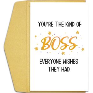 qiliji boss day card for men women, birthday card for boss manager, boss appreciation card, amazing boss birthday card, you're the boss everyone wishes they had