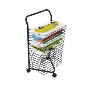 buyouzailaa art drying rack with wheels for classroom painting crafts 16 shelves metal artwork storage display rack