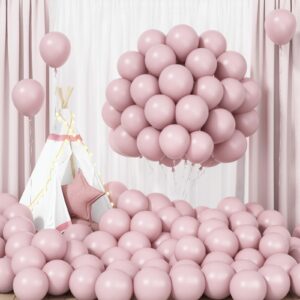 dusty pink balloons, 100 packs 5 inch nude pink latex balloons, retro pale pink party balloons, boho pastel pink helium balloons for boho girls women birthday baby shower wedding bridal valentines day