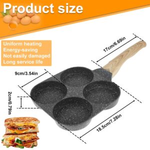 US Egg Frying Pan Aluminum 4 Cups Egg Frying Pan Nonstick Mini Egg Cooker Omelet Pan Heavy-Duty Egg Skillet with Wooden Handle Breakfast Egg Pan for Home Kitchen Cooking(black)