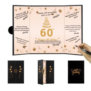 dincerpen black gold 60th birthday decorations - 60th birthday guest book, 60th birthday party supplies signature book, great 60th birthday card - 60th birthday party favors for men women