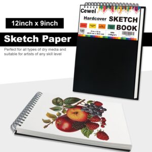 9" x 12" Sketch Book, Top Spiral Sketchbook, 100 Sheets Sketch Pad, (68 lb/100 GSM) Drawing Paper Pad, Drawing Notebook for Kids, Artist Sketchbook for Drawing, Illustration, Art Class Students.