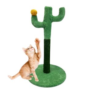 mamoni cactus tree cat scratching post for indoor cats, 33" tall cat scratching post with sisal rope for cats claw scratcher, cute premium kitten scratching post