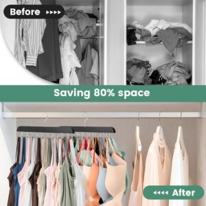 Kalimdor Bra Hanger for Closet 2 Pack, Tank Top Hanger 20 Hooks Capacity Foldable Wood Space Saving Hanger Closet Organizers and Storage for Dorm & Apartment for Lingerie,Tank Top, Bra, Scarf etc.