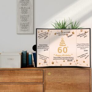 Dincerpen Black Gold 60th Birthday Decorations - 60th Birthday Guest Book, 60th Birthday Party Supplies Signature Book, Great 60th Birthday Card - 60th Birthday Party Favors for Men Women