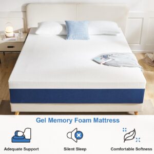 Natulliy King Mattress 12 Inch Gel Memory Foam Mattress in a Box, Medium Firm Support, Removable Cover, Fits Various Bed Frames,Non-Fiberglass King Size Mattress