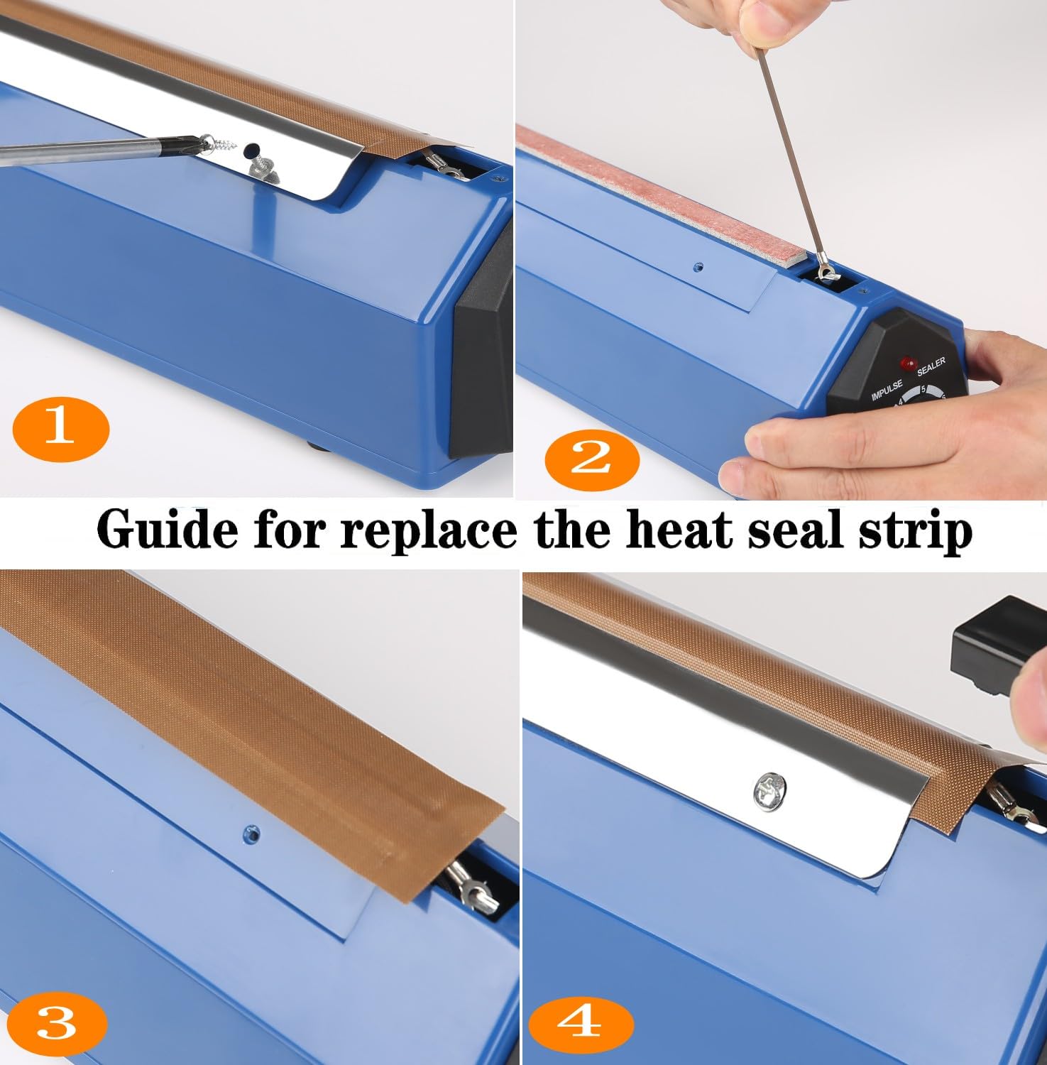 Impulse Sealer 12 inch Manual Heat Sealer Machine with Adjustable Heating Mode, ABS Shrink Wrap Bag Sealers for Plastic PE PP Bags, Portable Poly Bag Sealing Machine with Extra Replace Kit(Blue)