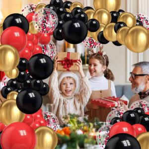 Red Black Gold Balloon Garland Arch Kit,128pcs Red Black Gold Confetti Balloon Arch Kit for Birthday Graduation New Year Wedding Anniversary Baby Shower Casino Theme Christmas Party Decorations