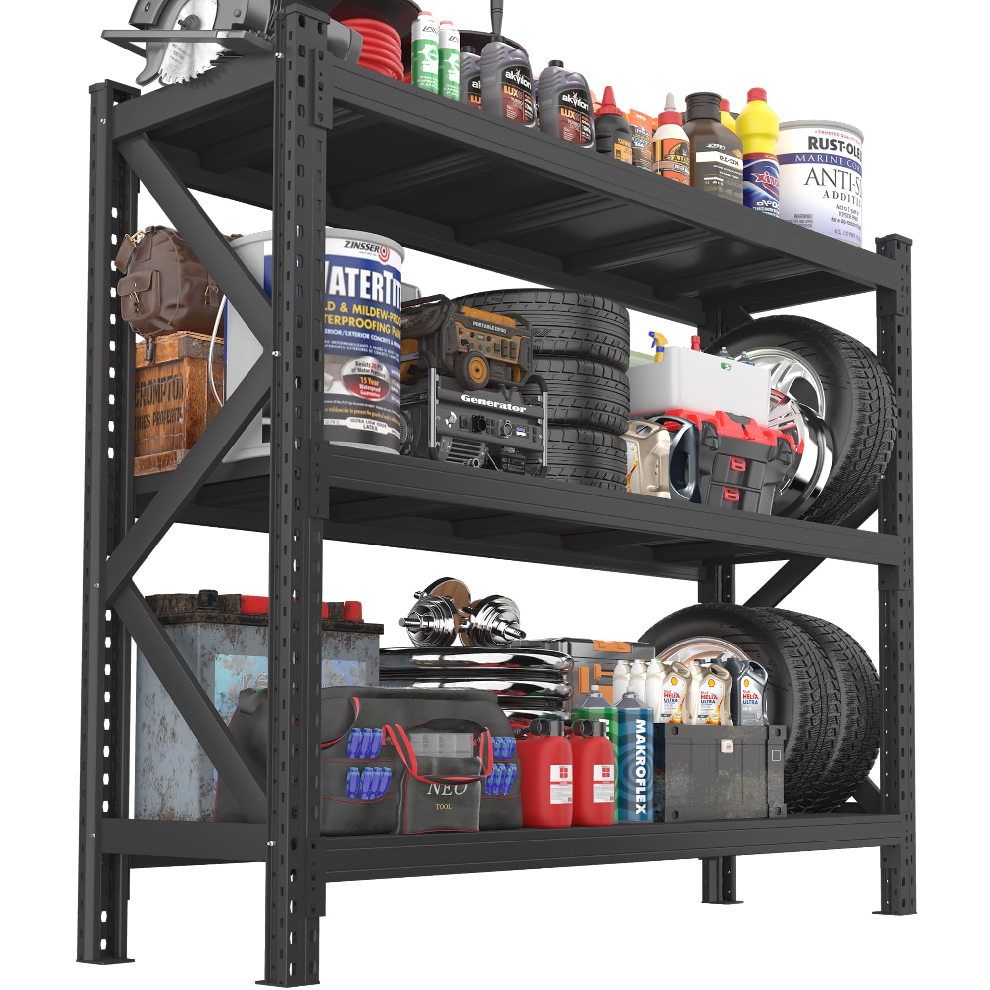 66"W 8500LBS Heavy Duty Storage Shelves,Metal Garage Shelving Units,Durable Adjustable Steel Utility Shelving Units for Home Commercial Industrial Warehouse Storage Organization Utility Racks