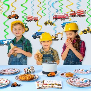 WERNNSAI Construction Hanging Swirls -24 PCS Construction Party Decorations Construction Zone Party Ceiling Swirls Dump Truck Foil Wall Ceiling Streamers for Boys Baby Shower Birthday Party Supplies