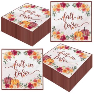 40pcs fall in love napkins paper fall in love bridal shower decor bridal shower napkins floral fall wedding napkins fall napkins fall tableware fall floral napkins pumpkin paper napkins