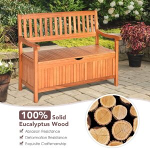 Toolsempire Outdoor Storage Bench, Wooden Bench with Storage, Removable Lining & Portable Handles, Patio Storage Bench Dech Bench for Outdoor, Garden, Balcony & Porch