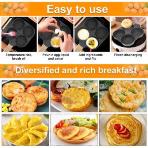 US Egg Frying Pan Aluminum 4 Cups Egg Frying Pan Nonstick Mini Egg Cooker Omelet Pan Heavy-Duty Egg Skillet with Wooden Handle Breakfast Egg Pan for Home Kitchen Cooking(black)