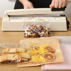 Impulse Sealer 12 inch Manual Heat Sealer Machine with Adjustable Heating Mode, ABS Shrink Wrap Bag Sealers for Plastic PE PP Bags, Portable Poly Bag Sealing Machine with Extra Replace Kit(Ivory)