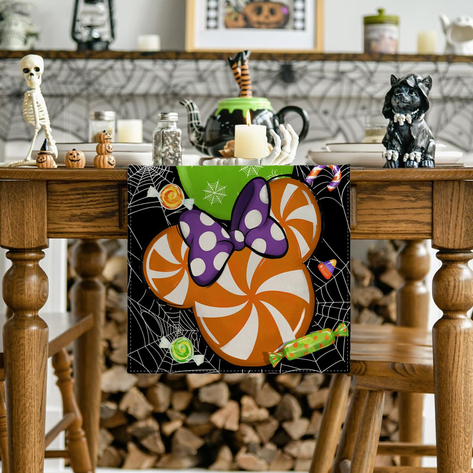 Halloween Table Runner Halloween Cartoon Mouse Table Cover Haunted Mansion Decor Halloween Decorations for Home Party