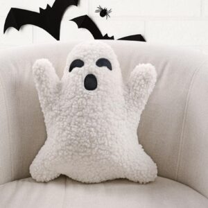 JISEN Ghost Pillow Halloween Pillows Halloween Throw Pillows Ghost Decorative Spooky Pillow Cute Stuffed Ghost Shaped Plush Pillow for Home Decor Couch Halloween Party