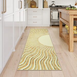 leevan boho runners rug for hallway 2x6 yellow kitchen rugs non slip, washable low-pile hall rug soft entryway throw rug runner