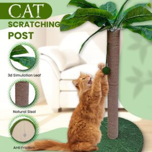 MAMONI Cactus Tree Cat Scratching Post for Indoor Cats, 33" Tall Cat Scratching Post with Sisal Rope for Cats Claw Scratcher, Cute Premium Kitten Scratching Post