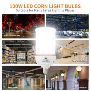 1000W Equivalent Led Corn light bulbs, 15000 Lumen LED Corn Bulb 100W 5000K Daylight White Lamp,E26/E39 Medium Mogul Base,2-Pack Large Area Lights For Outdoor Indoor Warehouse Garage High Bay Lighting