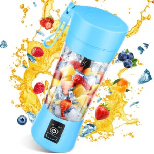 portable blender for shakes and smoothies,6 blades juicer cup for usb rechargeable,personal blender with one touche operation,blender shake smoothie for kitchen,travel and sport, blue7