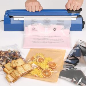 Impulse Sealer 12 inch Manual Heat Sealer Machine with Adjustable Heating Mode, ABS Shrink Wrap Bag Sealers for Plastic PE PP Bags, Portable Poly Bag Sealing Machine with Extra Replace Kit(Blue)