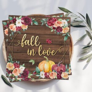 40pcs Wedding Napkins Fall in Love Bridal Shower Napkins Decorations Floral Paper Napkins for Fall Wedding Engagement Bachelorette Party Boho Bridal Shower Decoration Supplies