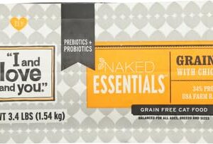 I AND LOVE AND YOU Naked Essentials Dry Cat Food - Chicken + Duck - Grain Free, Real Meat, No Fillers, Prebiotics + Probiotics, 3.4lb Bag (Pack of 2)