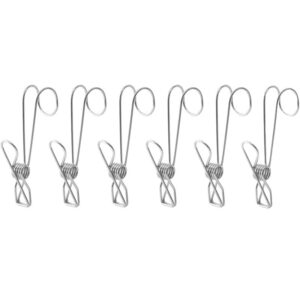 6/12pcs stainless steel metal long tail clip with hook large clothes pins clips (6)