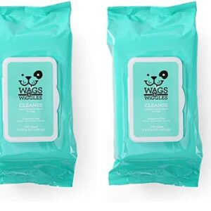 Wags & Wiggles Cleanse Hypoallergenic Wipes 100ct | Hypoallergenic Dog Wips 100 Count Package, Fragrance Free | Waterless Bathing to Keep Pets with Sensitive Skin Clean (FF22031) (Pack of 2)