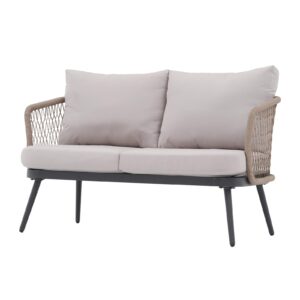 oc orange-casual patio furniture loveseat with thick cushions,outdoor wicker double chair conversation sofa for backyard,garden, beige wicker