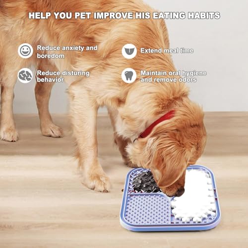 Azyh Licking Mat for Dogs & Cats 2 Pack, Slow Feeder Lick Pat for Large Dogs and Puppies, Anxiety Relief Dog Toys Feeding Mat for Butter Yogurt Peanut, Pets Bathing Grooming Training Mat (9.9'' × 6'')