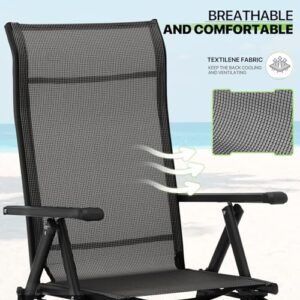 Magshion Folding Patio Chairs, Oversized High Back, Steel Frame with Footrests, 330 Lbs Capacity (Black, Set of 2)