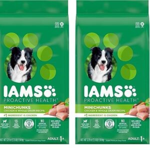 Iams Adult Minichunks Small Kibble High Protein Dry Dog Food with Real Chicken, 3.3 lb. Bag (Pack of 2)