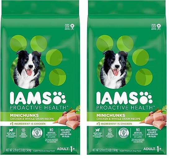 Iams Adult Minichunks Small Kibble High Protein Dry Dog Food with Real Chicken, 3.3 lb. Bag (Pack of 2)