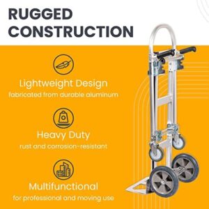 HaulPro Junior Heavy Duty Convertible Hand Truck with Double Grip Handles-Aluminum Dolly Cart for Moving- 1,000 LB Capacity-Converts from Hand Truck to Platform Push Cart-52 Lx41 Wx44 H (UNASSEMBLED)