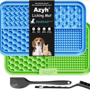 Azyh Licking Mat for Dogs & Cats 2 Pack, Slow Feeder Lick Pat for Large Dogs and Puppies, Anxiety Relief Dog Toys Feeding Mat for Butter Yogurt Peanut, Pets Bathing Grooming Training Mat (9.9'' × 6'')