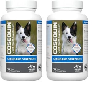 nutramax cosequin standard strength joint health supplement for dogs, with glucosamine and msm, 75 chewable tablets (pack of 2)