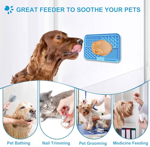 Azyh Licking Mat for Dogs & Cats 2 Pack, Slow Feeder Lick Pat for Large Dogs and Puppies, Anxiety Relief Dog Toys Feeding Mat for Butter Yogurt Peanut, Pets Bathing Grooming Training Mat (9.9'' × 6'')