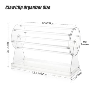 Uquelic Acrylic Claw Clip Organizer, 360-Degree Rotating Hair Clip Organizer (Monolayer)