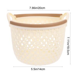 Luxshiny Small Plastic Laundry Hamper Portable Dirty Clothes Basket with Carry Handles for Clothes Bedroom Storage Organization Beige