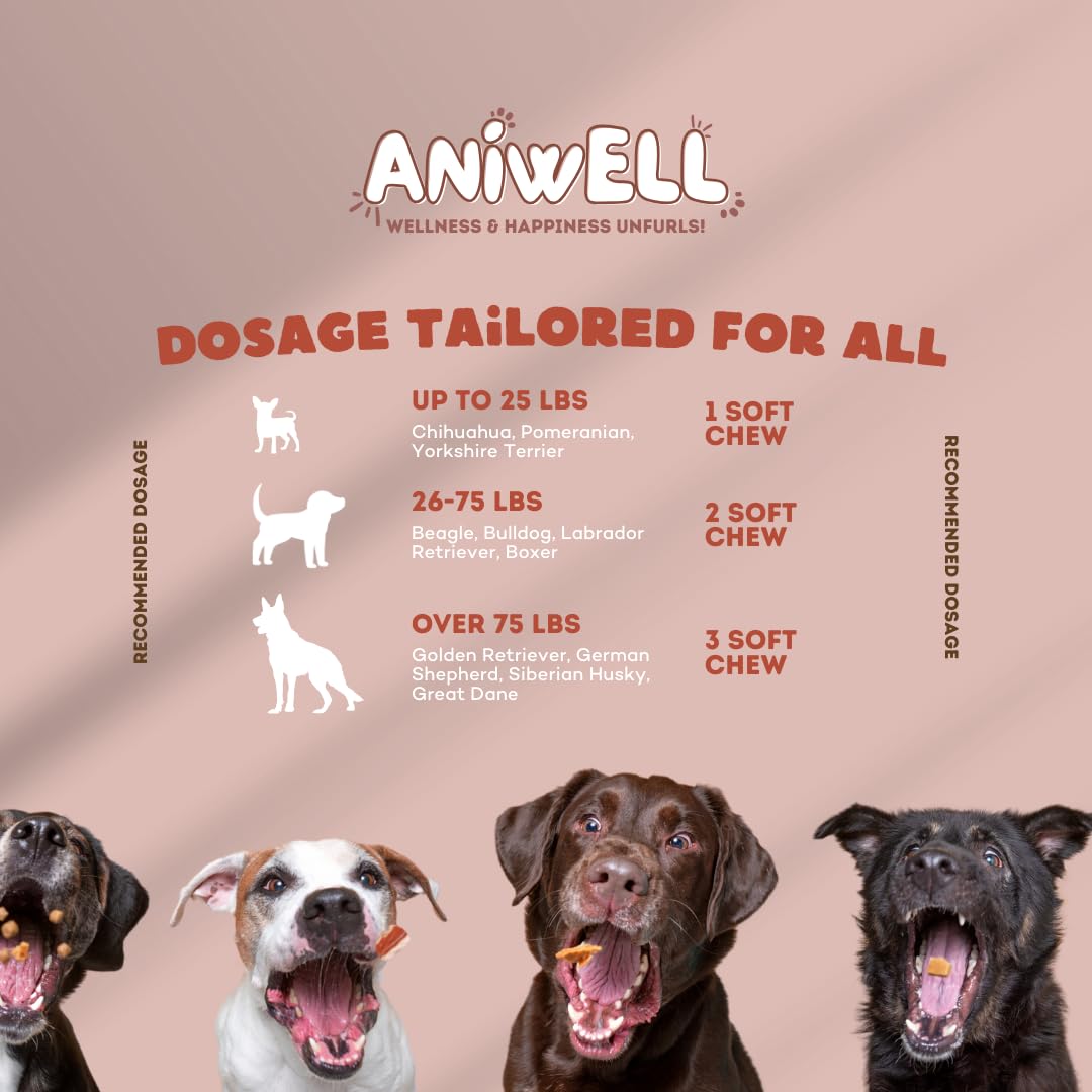 Aniwell Allergy & Immune Support Chews for Dogs – Powered by Astragalus Root & Flaxseed C3 – Promotes Seasonal Allergy Relief, Gut & Digestive Health – Soft Chews