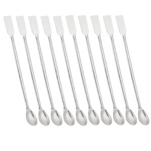 10 pcs stainless steel lab spatula, 2 in 1 lab spoon micro scoop laboratory sampling spoon, mixing spatula combination reagent spoon laboratory supplies experimental tools