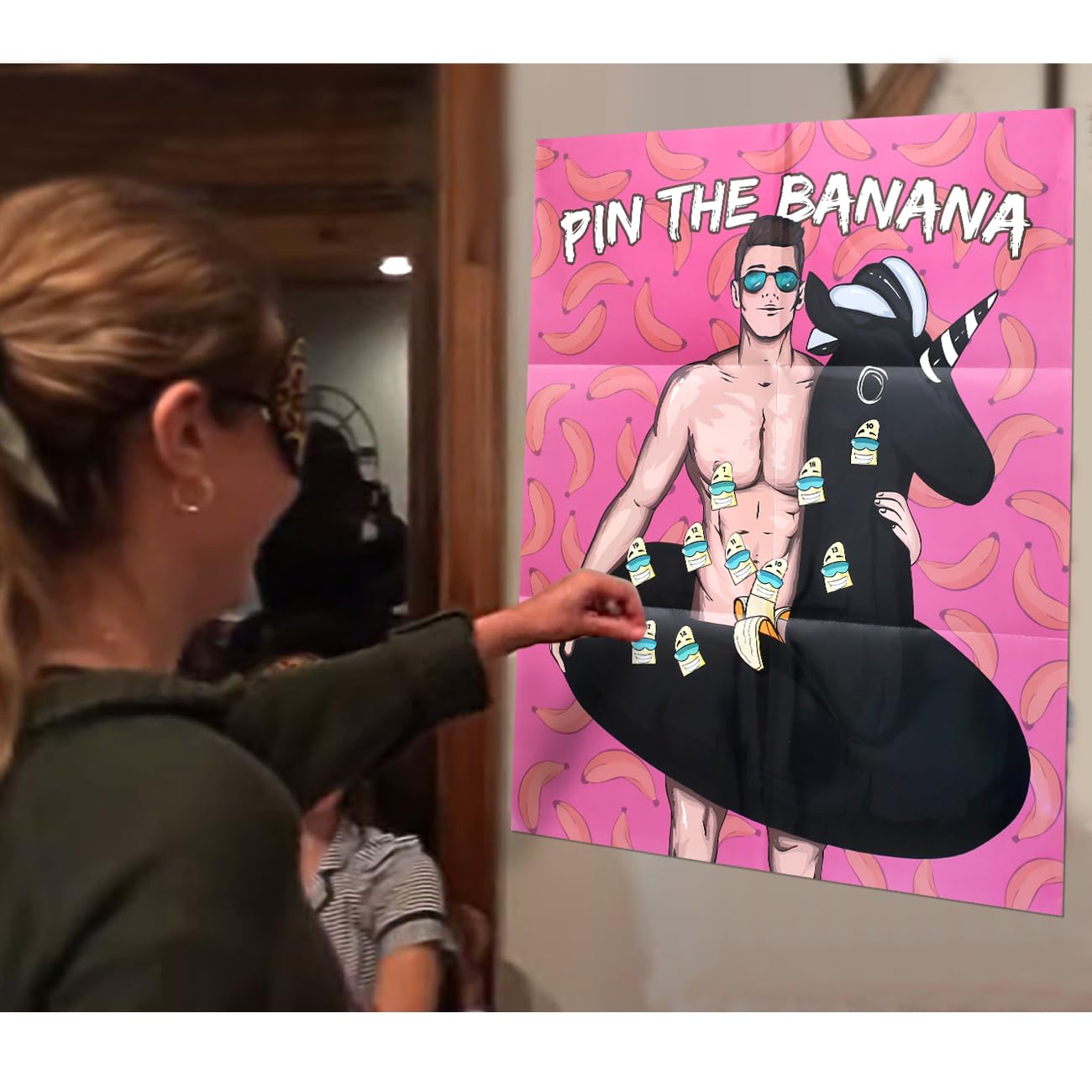 PINGAMOO Bridal Shower Games, Pin The Banana on The Hunk, Wedding Bachelorette Party Engagement Shower, 42 Guests