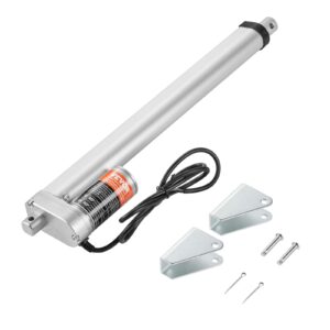 vevor linear actuator 12v, 12 inch 330lbs/1500n high load linear actuator, 0.19"/s linear motion actuator with mounting bracket and ip54 protection