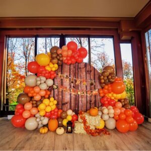 fall colors balloon garland kit 139pcs brown orange yellow and sand white balloons for autumn theme birthday baby shower wedding thanksgiving harvest festival party decorations