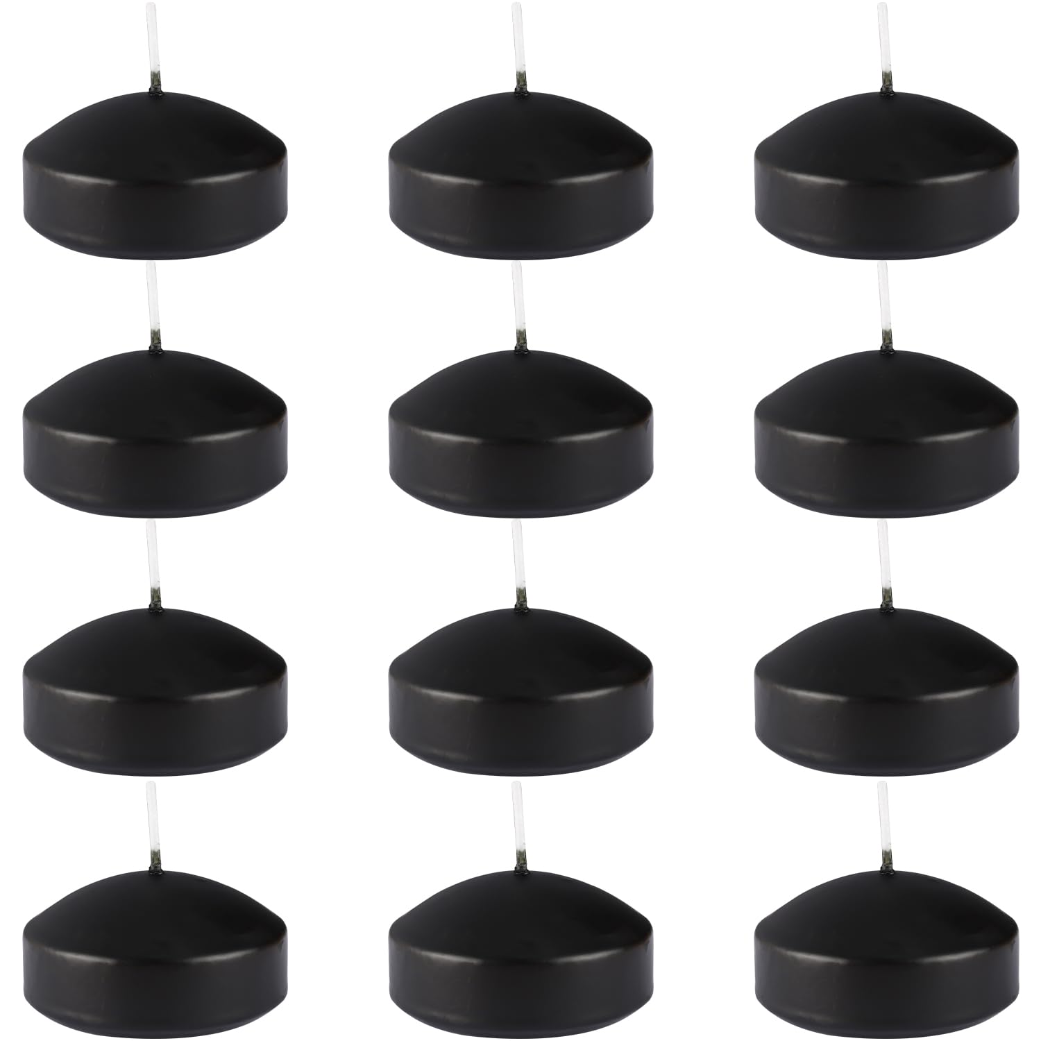 Black 3-Inch Floating Candles - Set of 12 Long-Lasting, Waterproof, Wind-Resistant, Perfect for Halloween Decorations, Outdoor Pools & Parties, Holiday Decorations