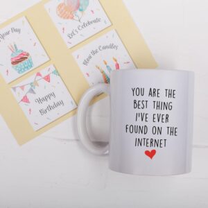 You're The Best Thing I've Ever Found On The Internet - Funny Anniversary Birthday Gifts for Husband Boyfriend - Romantic Long Distance Relationship Gifts For Him Her- 11 oz Coffee Mug Tea Cup White